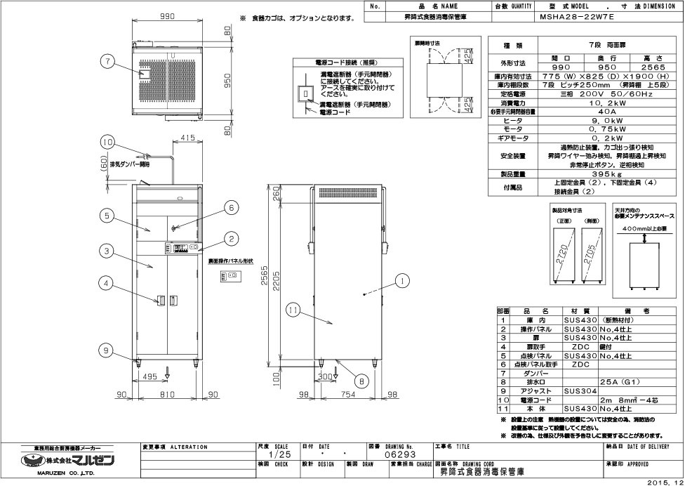 業務用/ マルゼン 食器消毒保管庫 昇降式 MSHA28-22W7E 幅990×奥行950×高さ2565 mm 三相200V 50/60Hz 送料別途見積(まな板)｜売買されたオークション情報 ...