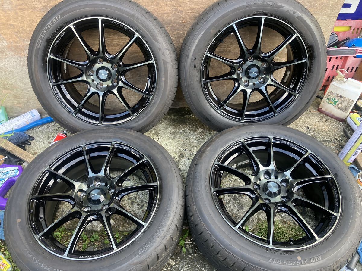 weds sport SA-25R 17インチ 7.5J PCD114.3 5穴 ET45 ブリヂストン NEXTRY 215/55R17 22年製 4本 タイヤ、ホイール