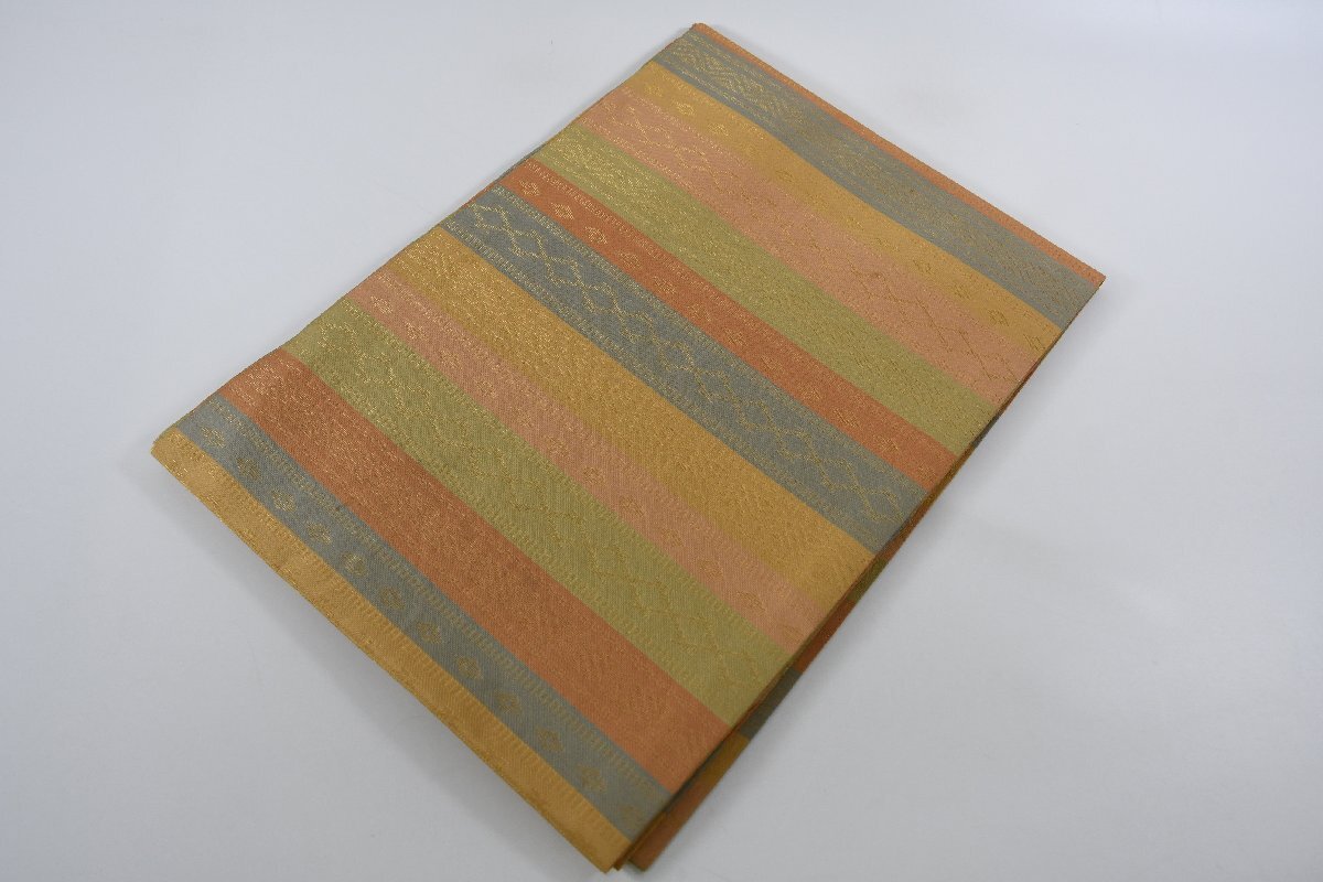 Yahoo!オークション - 袋名古屋帯 縞帳 菱文尽くし 帯丈358cm 着物屋 n...