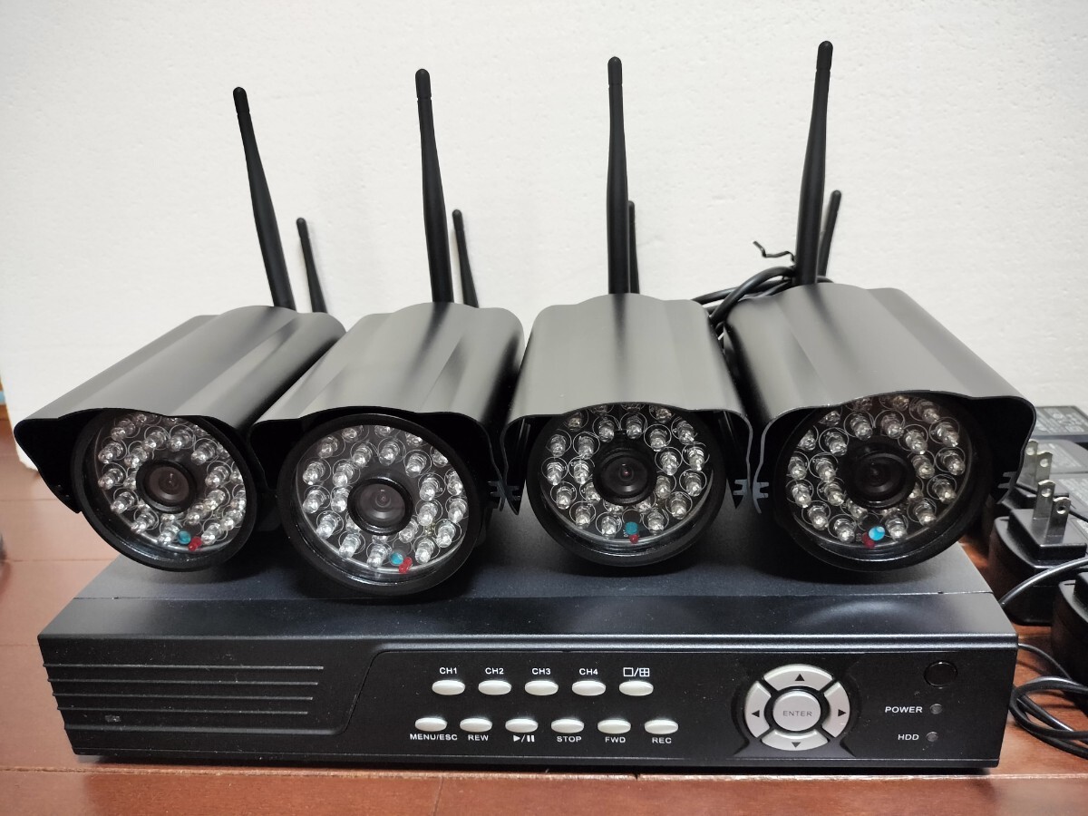 Yahoo!オークション - secuon 防犯カメラ 4ch ワイヤレス DVR カメラ4...