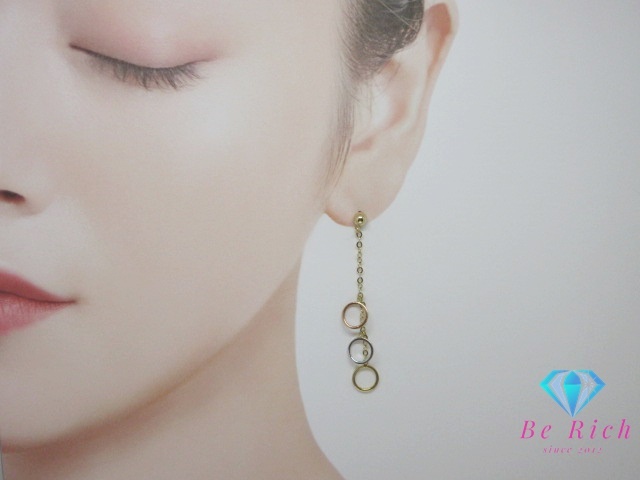 Yahoo!オークション - K14 YG WG PG デザイン スタッド ピアス 18金 75...