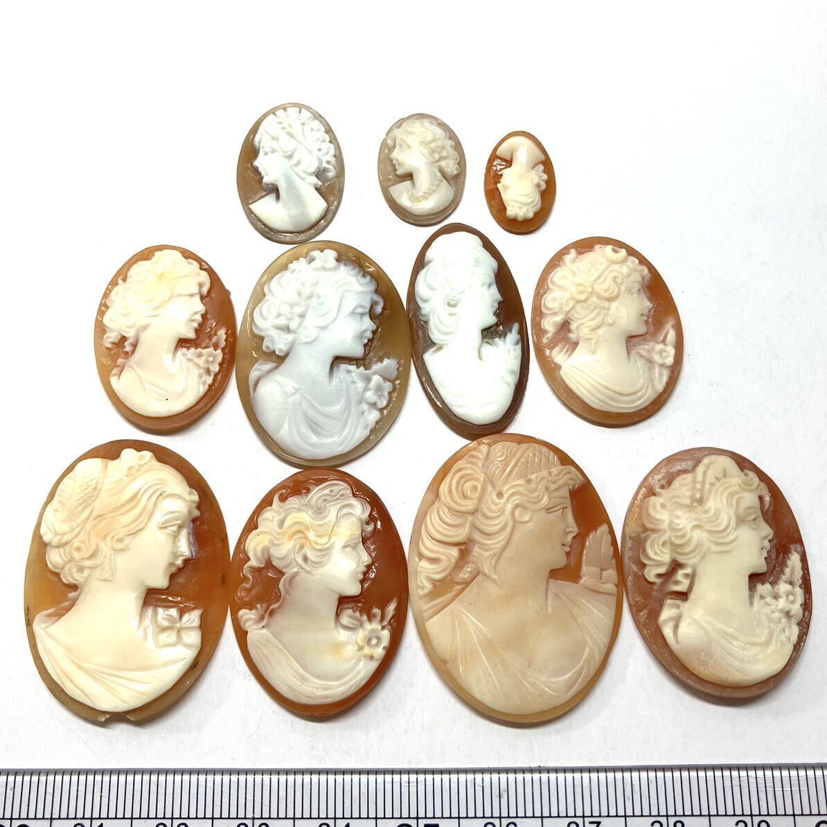 Yahoo!オークション - シェルカメオ11点まとめ 125.5ct s宝石 ジュエ...