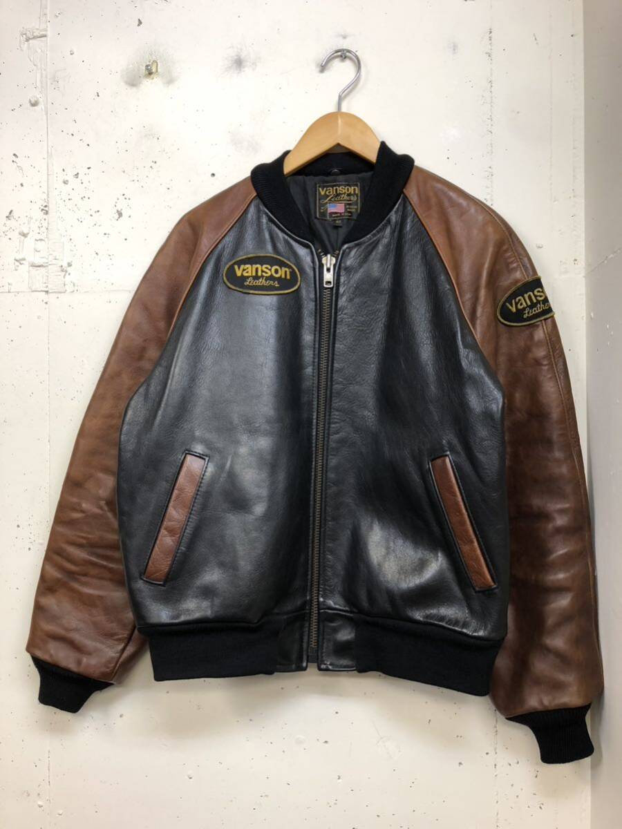 VANSON バンソン TJ チームジャケット オールレザー スタジアムジャケット スタジャン 黒 茶 40 ライダースジャケット USA製(ライダースジャケット)｜売買されたオークション情報 ...