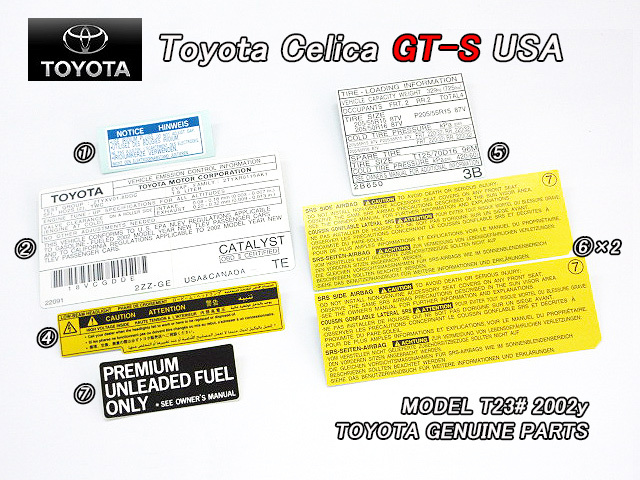 Yahoo!オークション - セリカT230/TOYOTA/トヨタCELICA純正USラベル7枚...