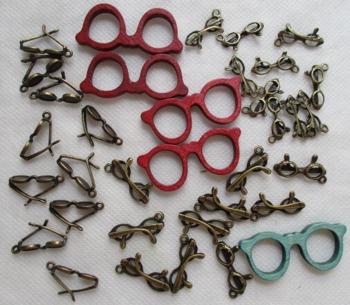 Yahoo!オークション - S34 めがね・Glasses ウッドボタン5個・チャーム...