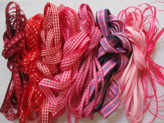 Yahoo!オークション - S57 赤桃 3～15ミリ幅リボン 8種-各5m