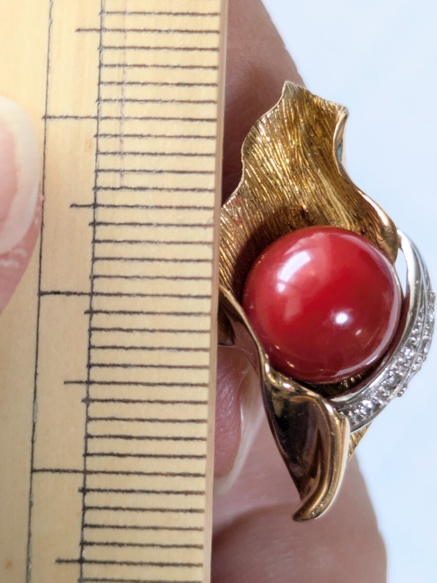 Yahoo!オークション - ゴールドを贅沢に使った血赤珊瑚/ダイヤモンド(0...