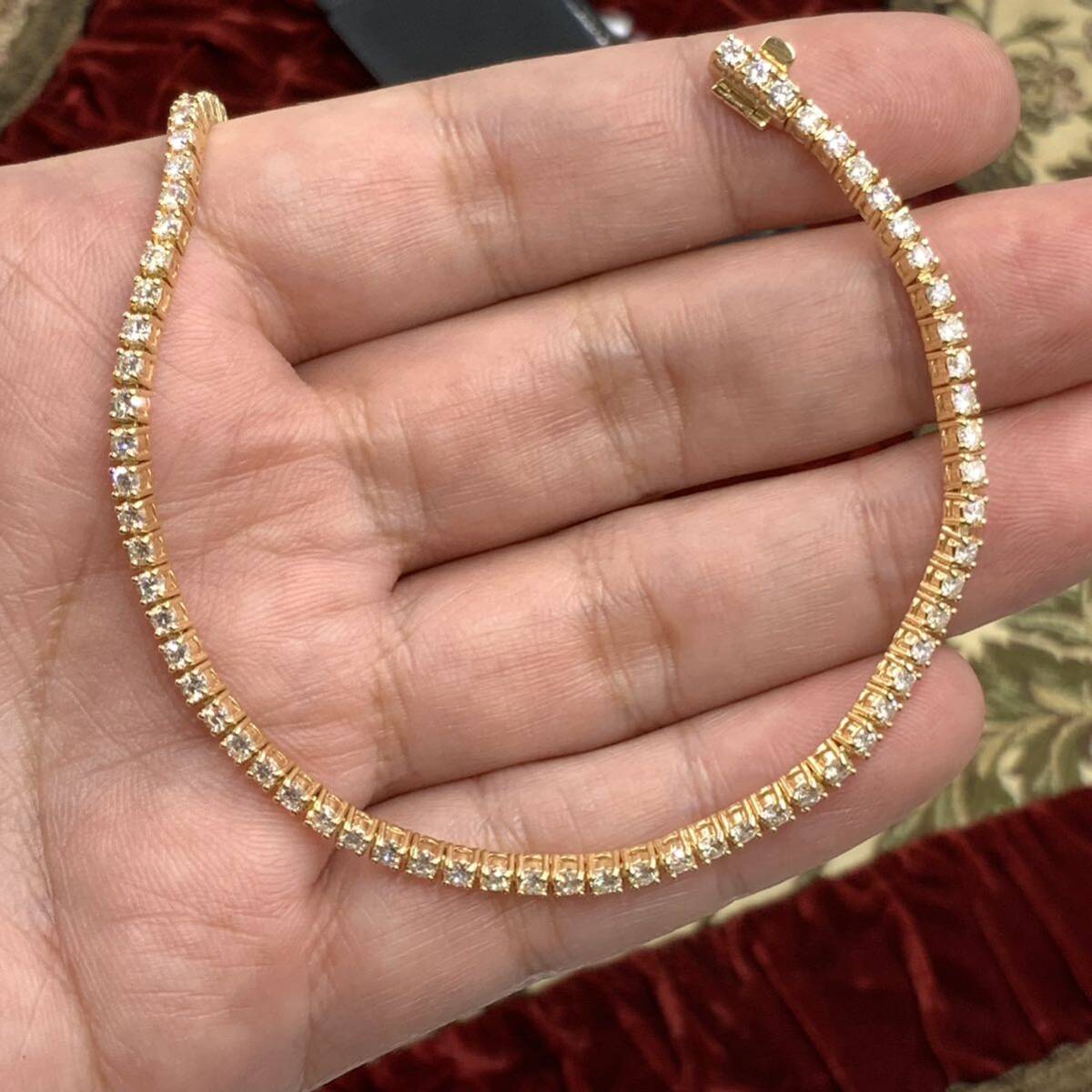 Yahoo!オークション - K18 18金 テニスブレスレット 3.12ct 9.8g ダイ...