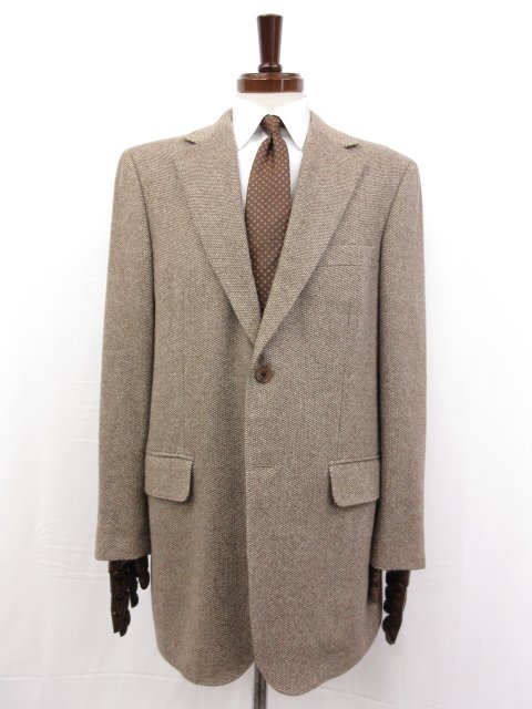 超 バーバリーロンドン BURBERRY LONDON BBE82-309-56 カシミア100％ 2ボタン 織柄ジャケット メンズ AB7 ブラウン系 17MJ9442(テーラードジャケット ...
