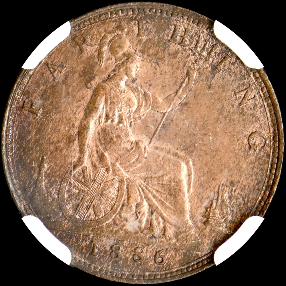 Yahoo!オークション - 土終 【NGC MS62RB】1886 イギリス 1/4P銅貨 未...