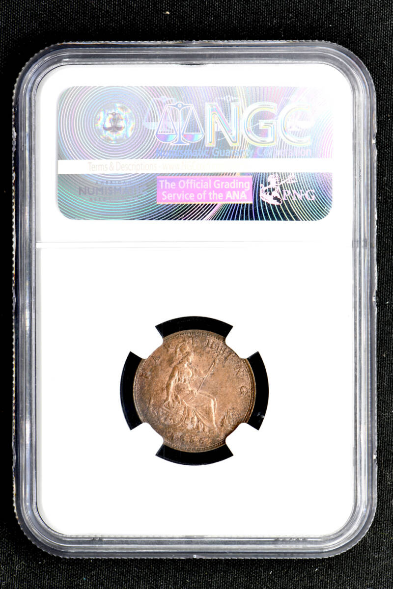Yahoo!オークション - 土終 【NGC MS62RB】1886 イギリス 1/4P銅貨 未...