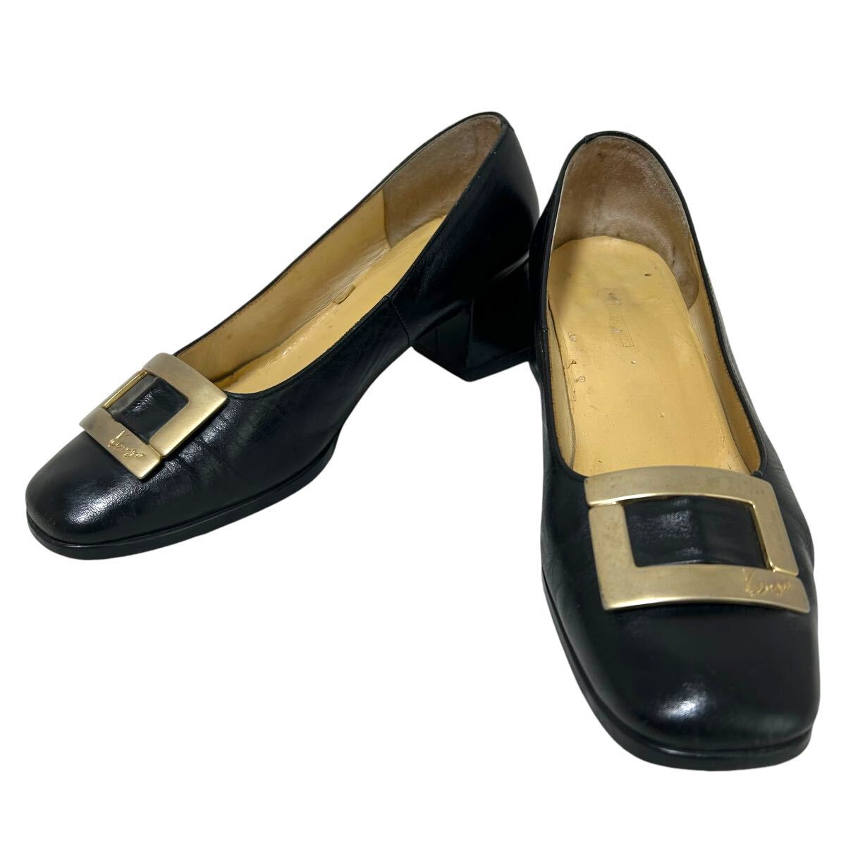 Yahoo!オークション - P1 KENZO(ケンゾー) ヒールレザーパンプス チャ...