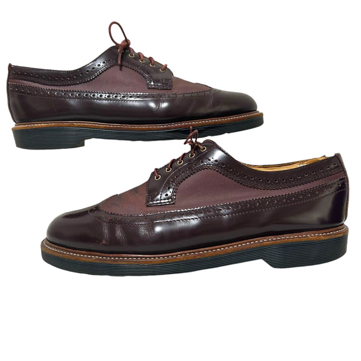 YM1 Dr.Martens ドクターマーチン レザーシューズ ロングウイングチップ メダリオン 5ホール バーガンディ 表記10 29cm(中古)のオークション落札情報