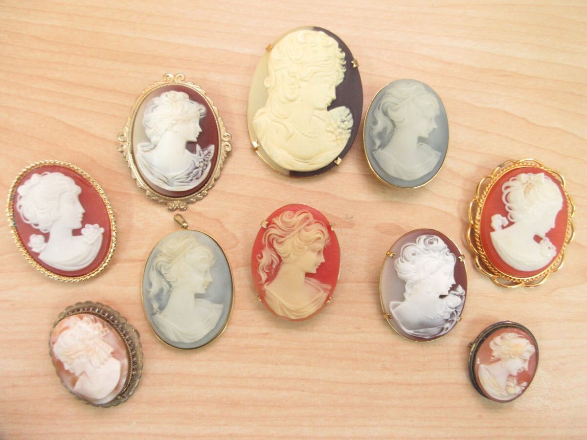 Yahoo!オークション - 【D75】カメオ CAMEO カメオ系 ブローチ など ヴ...