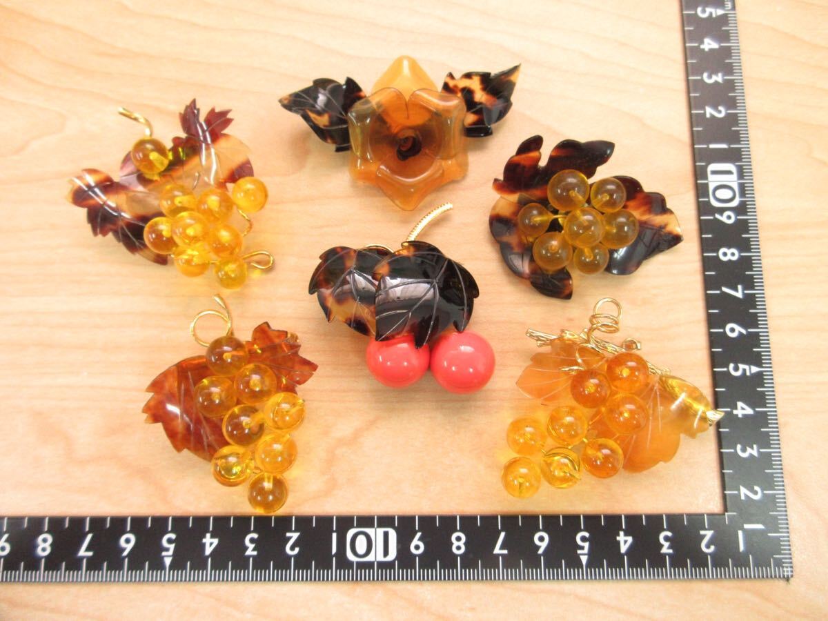 Yahoo!オークション - 【B93】鼈甲 ベッコウ べっ甲 ブローチ 葡萄 ブ...