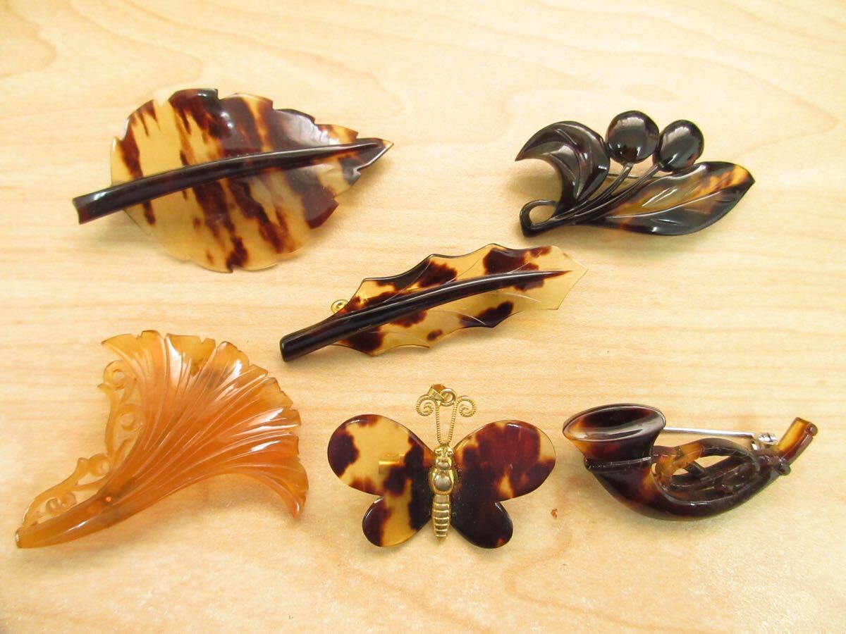 Yahoo!オークション - 【A93】鼈甲 ベッコウ べっ甲 ブローチ ヴィンテ...