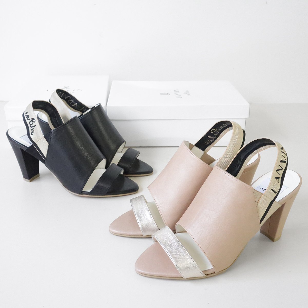 Yahoo!オークション - 2足セット LANVIN en Bleu バックストラップ ...