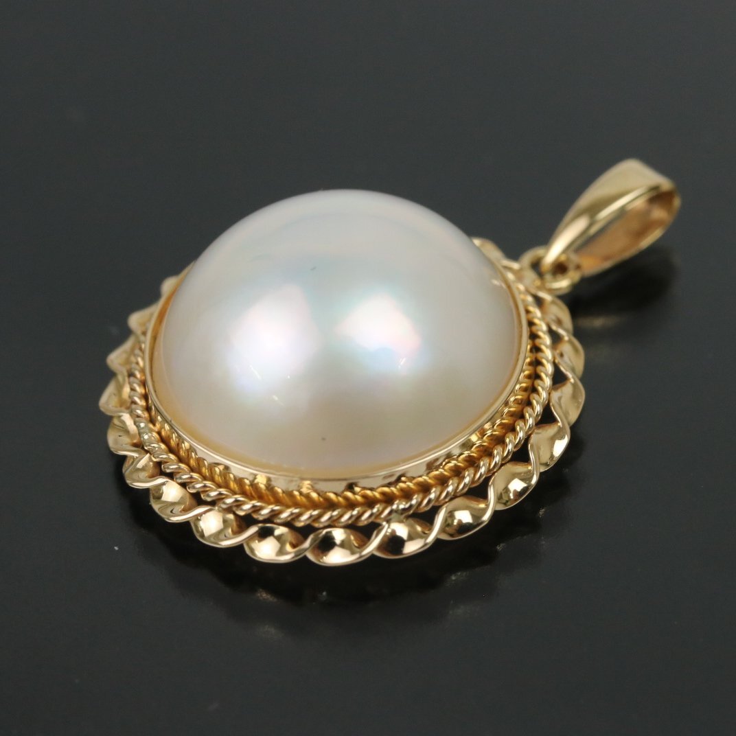 Yahoo!オークション - l. K18 マベパール デザイン ペンダントトップ ...