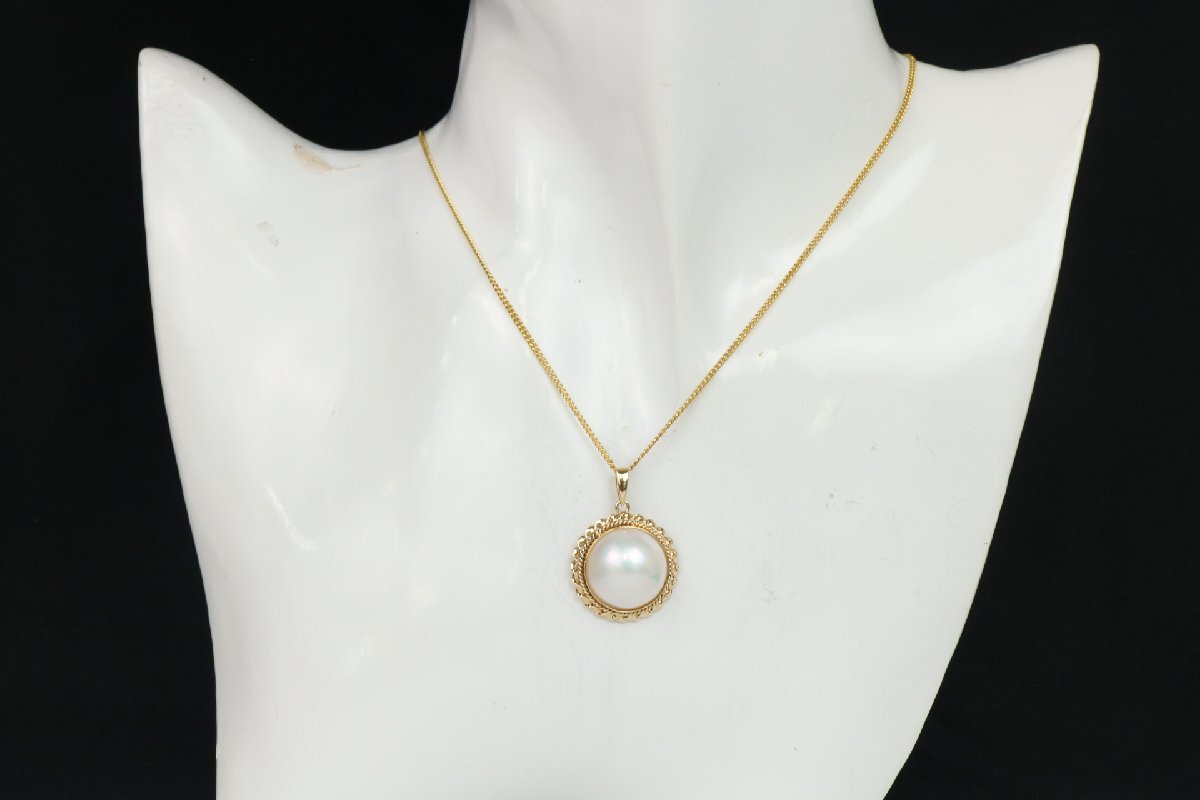 Yahoo!オークション - l. K18 マベパール デザイン ペンダントトップ ...