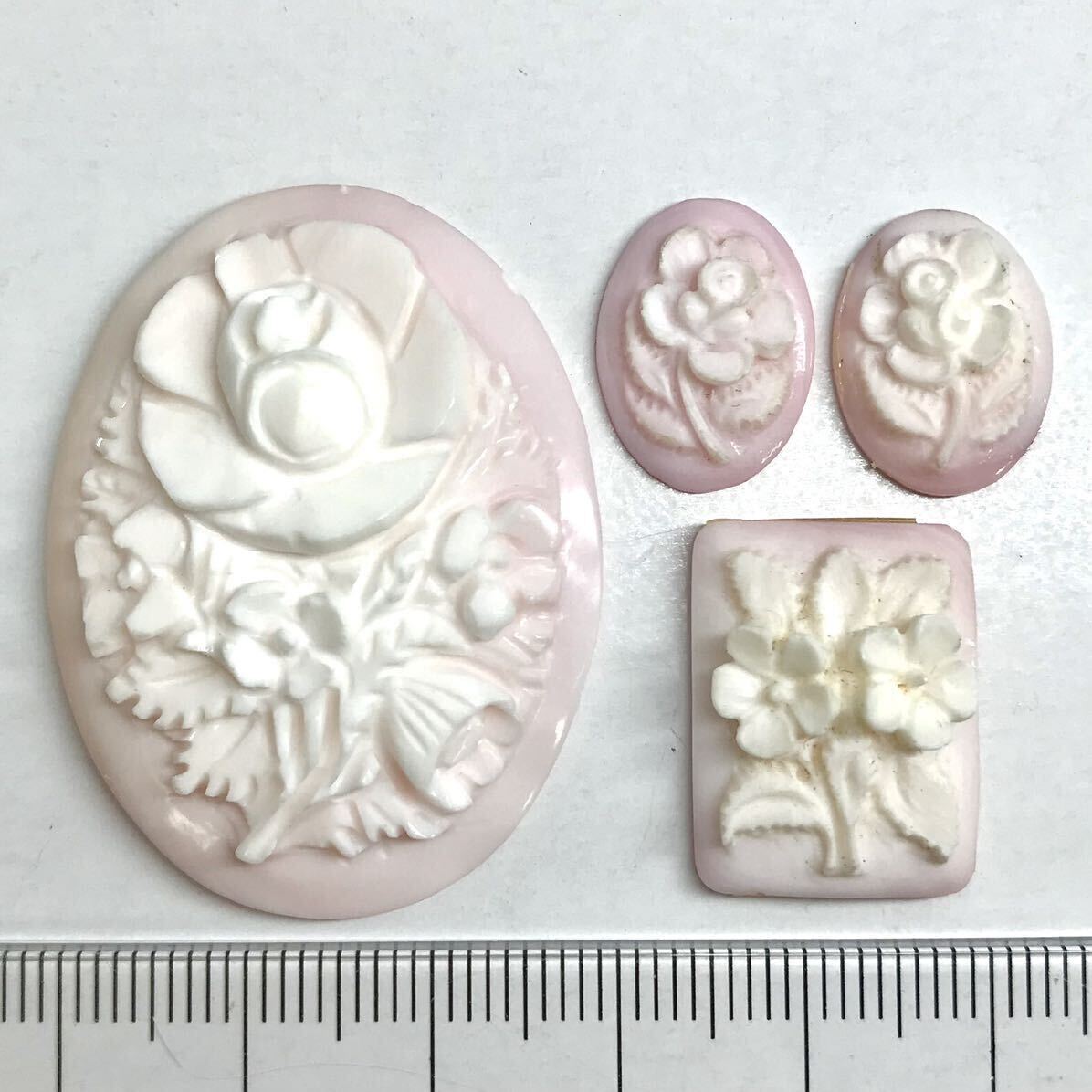 Yahoo!オークション - 希少 (コンクシェルカメオ4点おまとめ70.5ct)o 1...