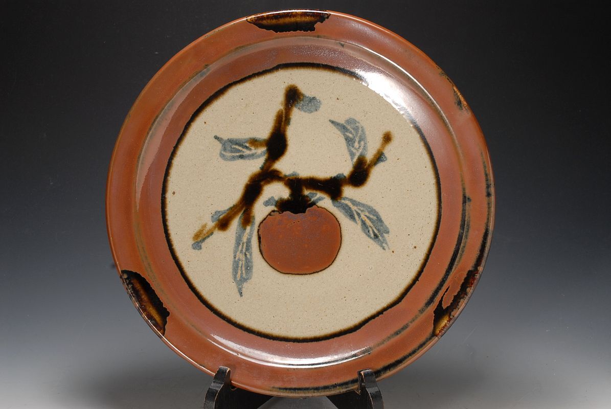 Yahoo!オークション - 3759 益子 名工 佐久間藤太郎 柿図大皿 師 濱田...