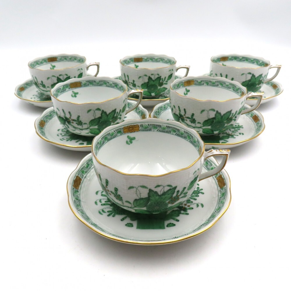 1円〜 HEREND ヘレンド インドの華 グリーン FV カップ＆ソーサー 6客 計12点 同梱不可 y42-2969863 Y商品(ヘレンド)｜売買されたオークション情報、yahooの商品 ...