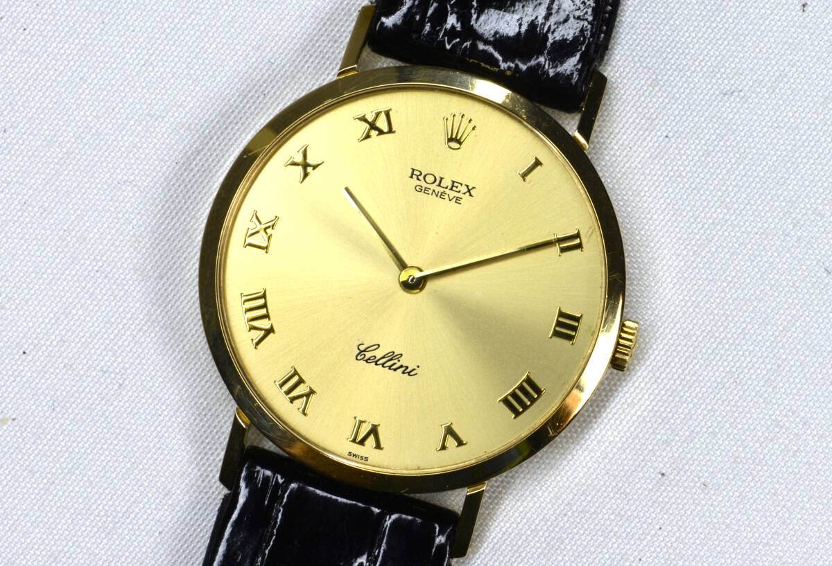 Yahoo!オークション - 美品 ロレックス CELLINI K18YG無垢 浮アラビッ...