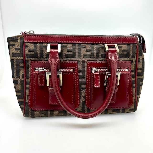 Yahoo!オークション - フェンディ ズッカ ミニボストン レディース ハ...