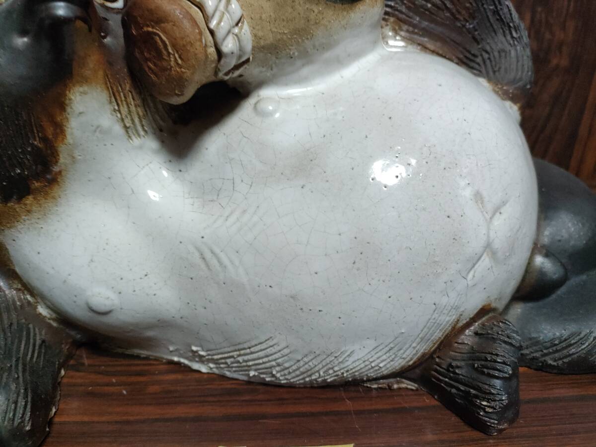 信楽焼 たぬき 置物 旧品 狸 置物 縁起物 高さ約20cm 昭和レトロ 信楽焼 たぬき 置物 旧品 狸 置物 縁起物 高さ約20cm 昭和レトロ