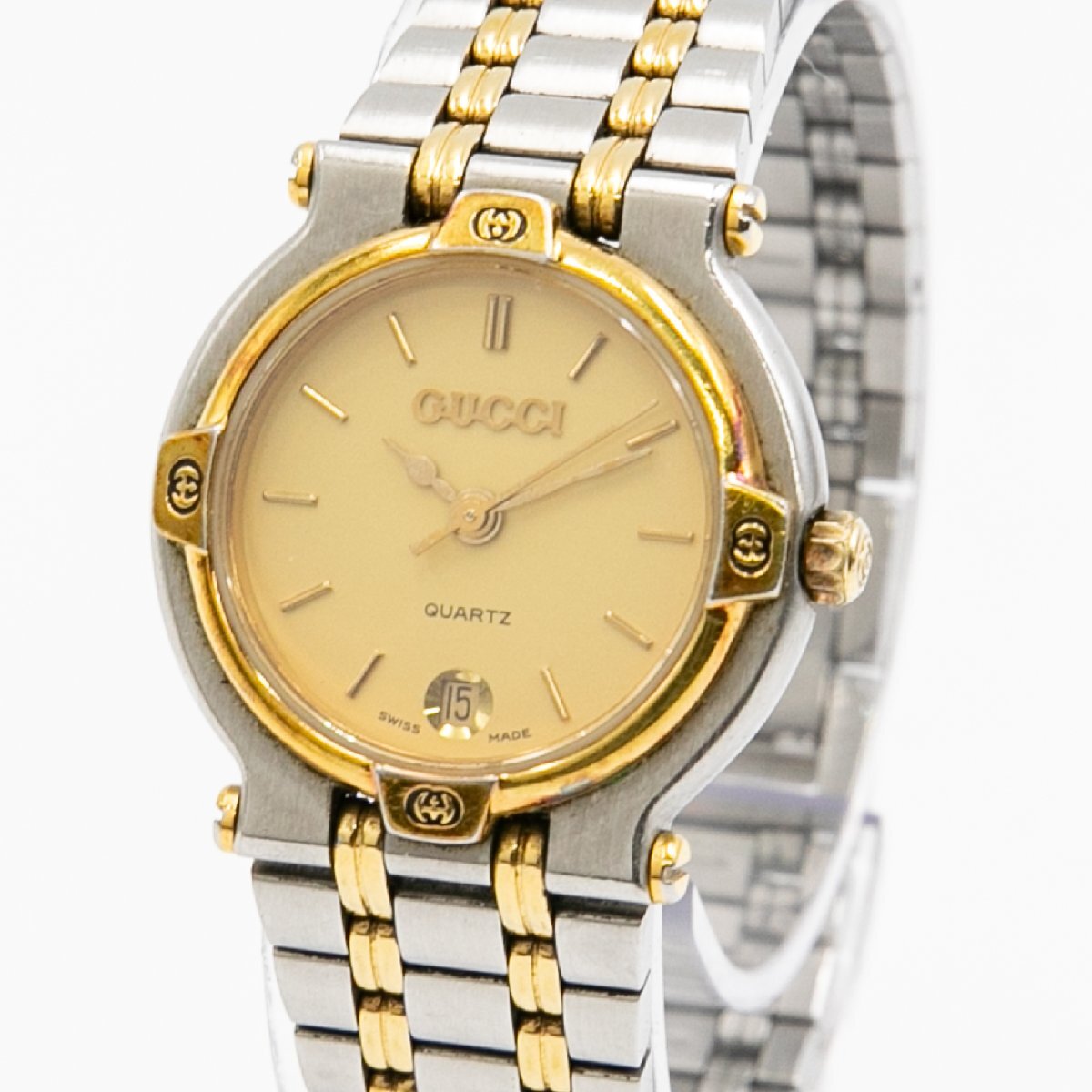 1円 稼働 箱付 GUCCI グッチ 9000L QZ クオーツ デイト 3針 GP ゴールド 金文字盤 レディース腕時計 ラウンド ブランド 0713420240924(女性用)｜売買された ...