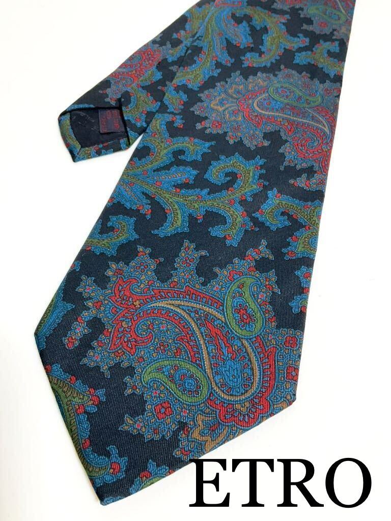 Yahoo!オークション - エトロ ETRO ネクタイ ブラック ブルー系 ペイズ...
