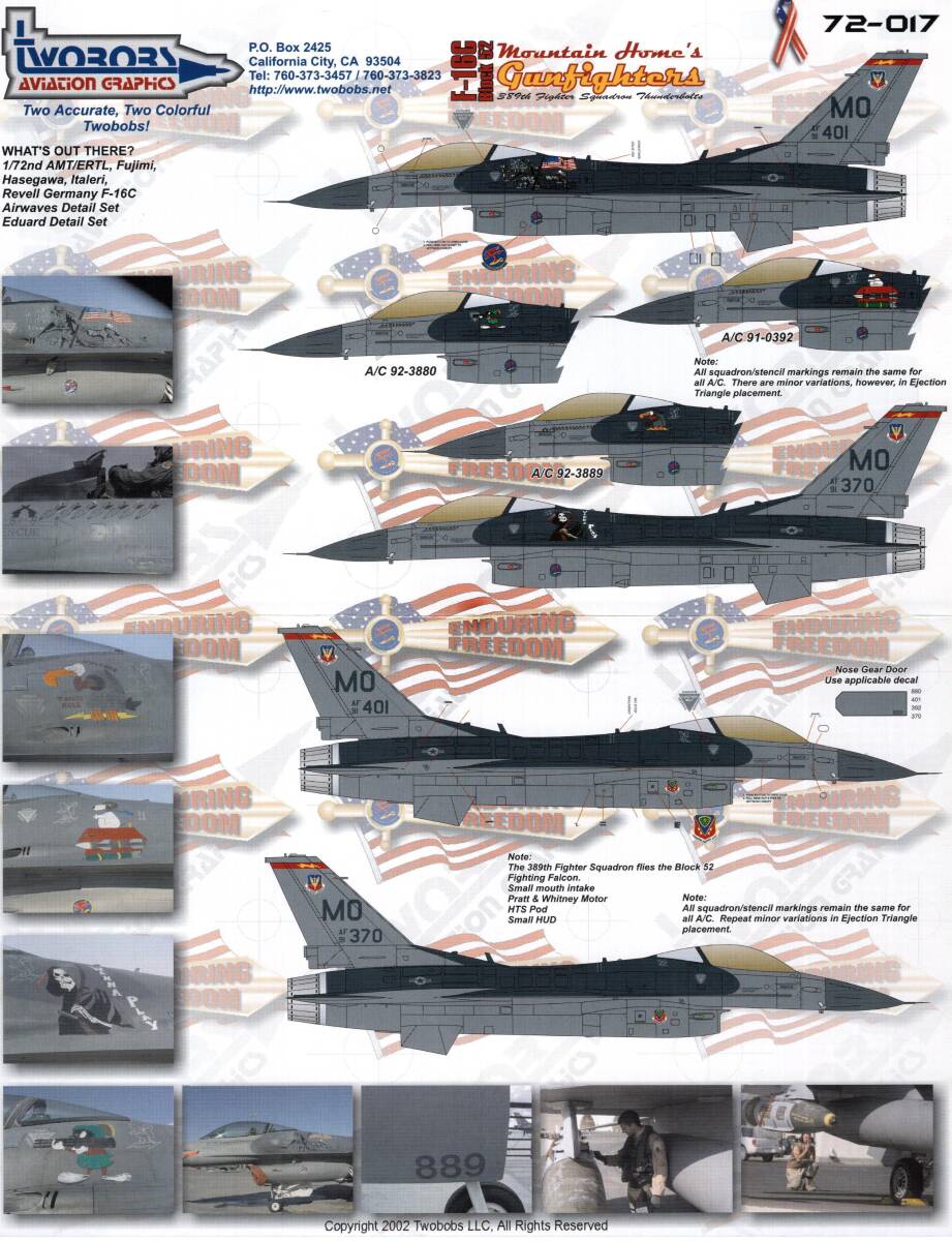 Yahoo!オークション - Twobobs Decal 72-017 F-16C Moutain Home Gunfi...