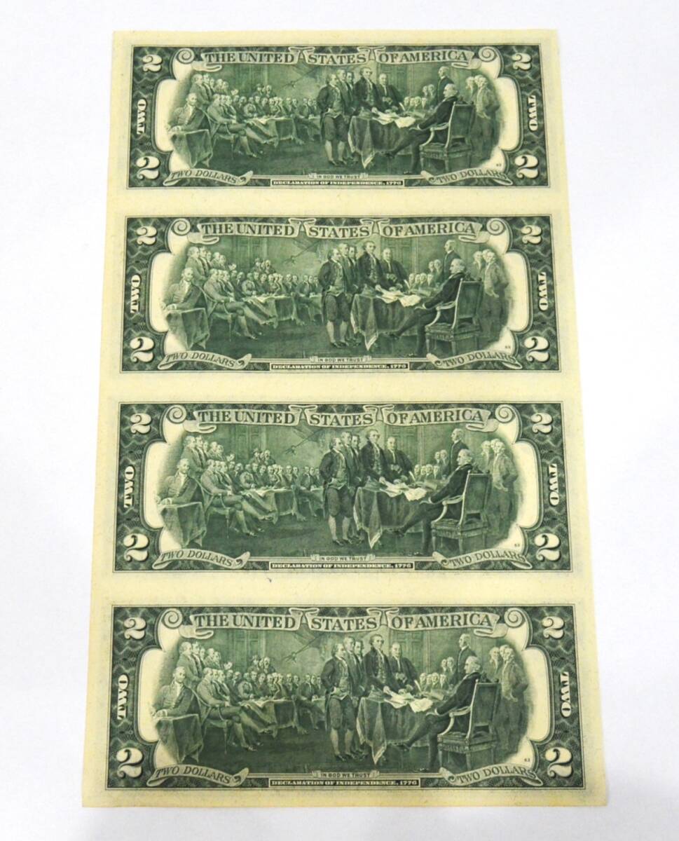 Yahoo!オークション - 38K アメリカ紙幣 未切断シート 2ドル 4枚 連刷 ...