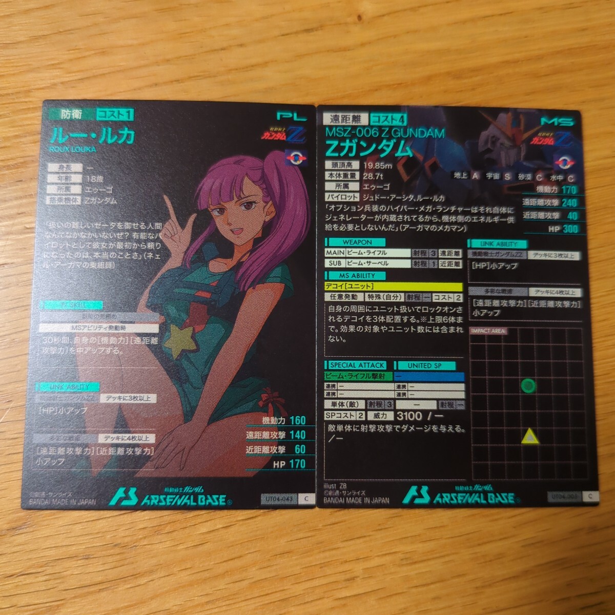 機動戦士ガンダムZZ ZZガンダム アーセナルベース カード ルー ルカ UT04-043 Zガンダム UT04-005(トレーディングカードゲーム)｜売買されたオークション情報、yahooの ...