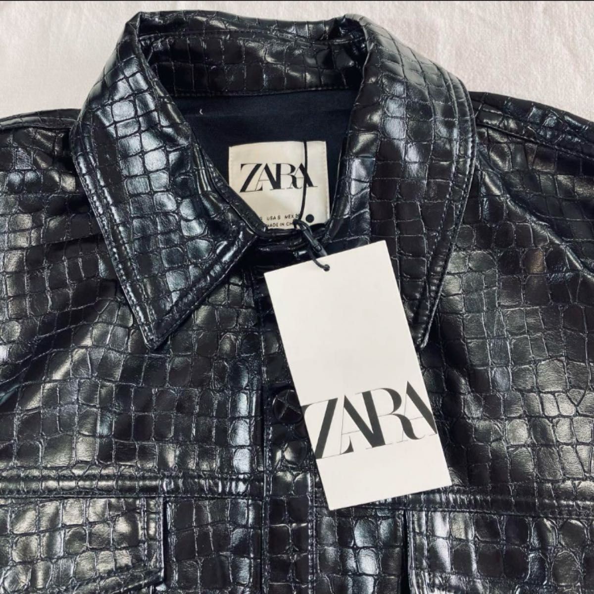 新品タグ付 ZARA クロコダイル柄 ジャケット ブラック|Yahoo 新品タグ付 ZARA クロコダイル柄 ジャケット ブラック|Yahoo
