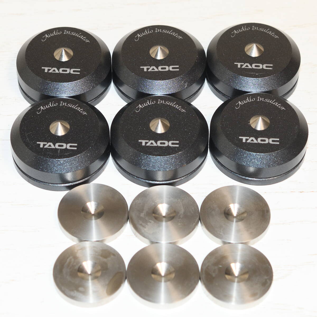 TAOC TITE-25GP 6個セット 直径50mm 高さ27mm 鋳鉄製インシュレーター 元箱付 / グラデーション鋳鉄 ピン プレートインシュレーター(スピーカー)｜売買された ...