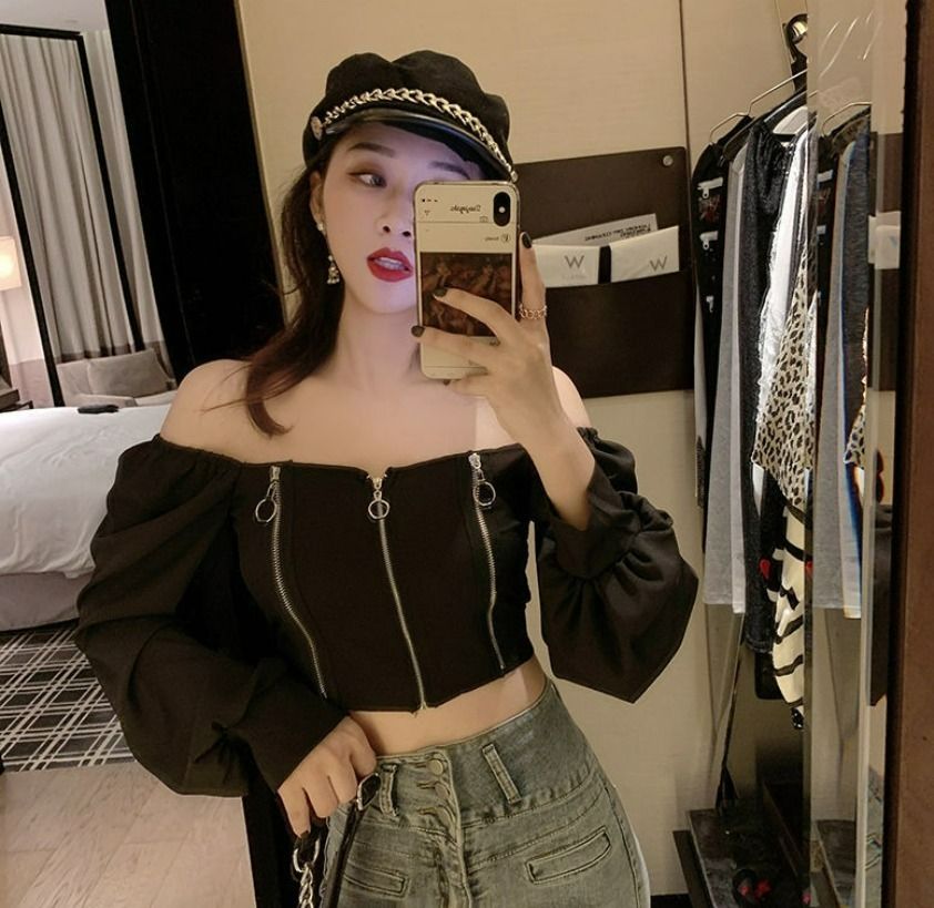 オフショルトップス 肩出し 黒 ブラック セクシー ダンス 韓国 オフショルトップス 肩出し 黒 ブラック セクシー ダンス 韓国