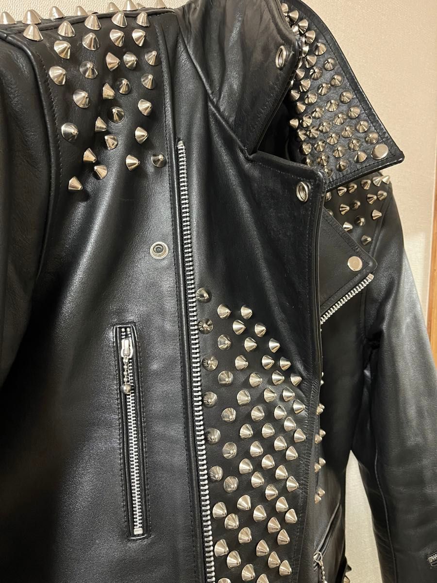 鋲ジャン 新品 Horn Works 本革 UKダブルライダースジャケット 鋲ジャン 新品 Horn Works 本革 UKダブルライダースジャケット