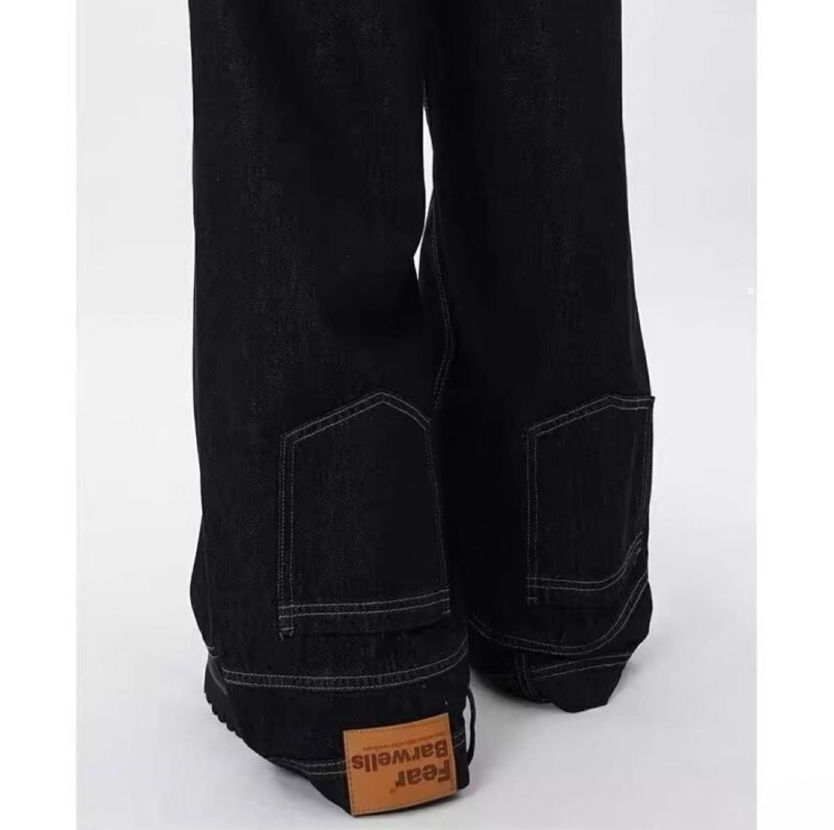 デニム ストレート レッグパンツ ブラック XL ワイドパンツ デニム ストレート レッグパンツ ブラック XL ワイドパンツ