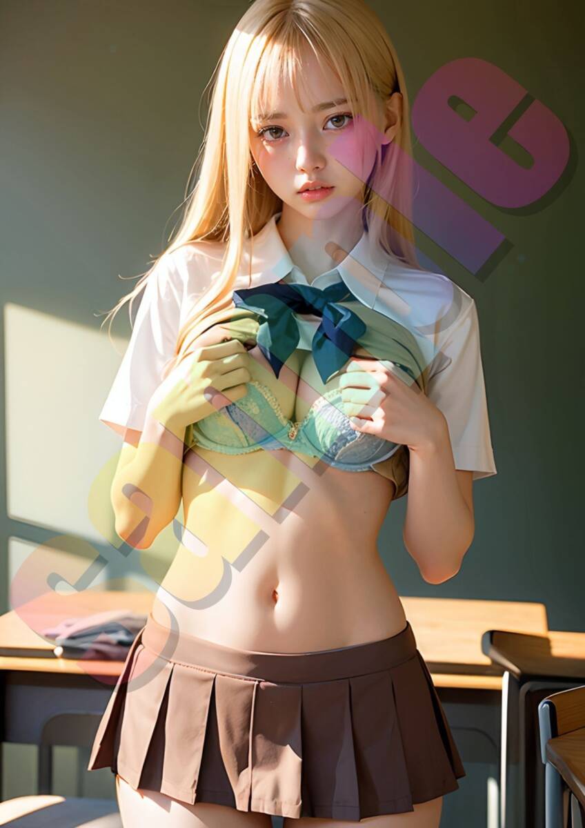 Yahoo!オークション - 【ギャル】金髪 ブラ AI美女 A4ポスター 高級光...