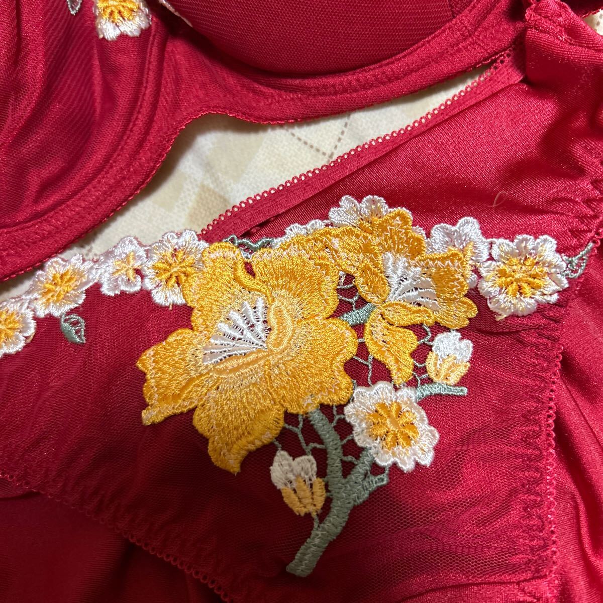 Yahoo!オークション - B75Lブラジャーショーツセット 赤