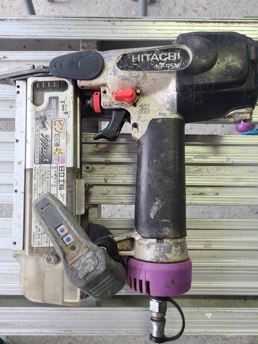 Yahoo!オークション - 動画あり 日立 NP45M ピン釘打機 日立工機 HITAC...