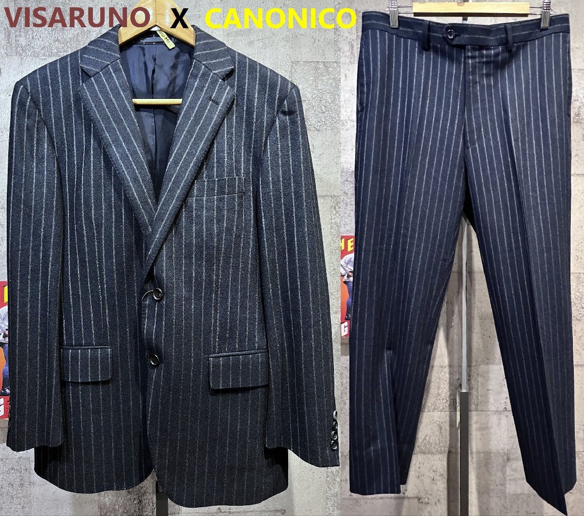 Yahoo!オークション - 美品 VISARUNO カノニコ生地 ストライプ 秋冬 ウ...