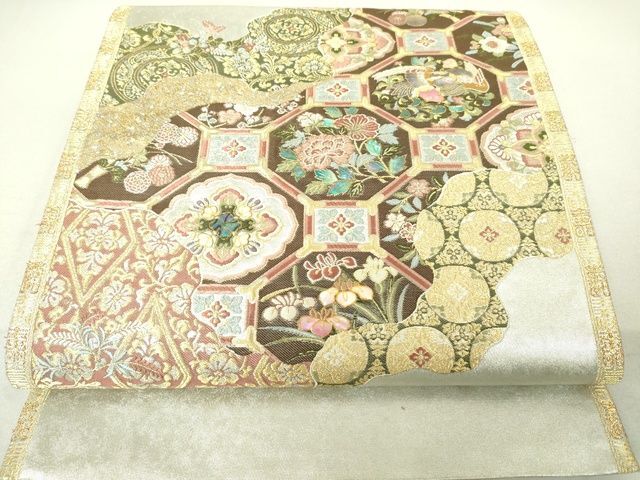 Yahoo!オークション - 平和屋2 袋帯 螺鈿 蜀江花鳥文 金銀糸 逸品 DAAG...