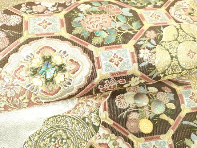 Yahoo!オークション - 平和屋2 袋帯 螺鈿 蜀江花鳥文 金銀糸 逸品 DAAG...