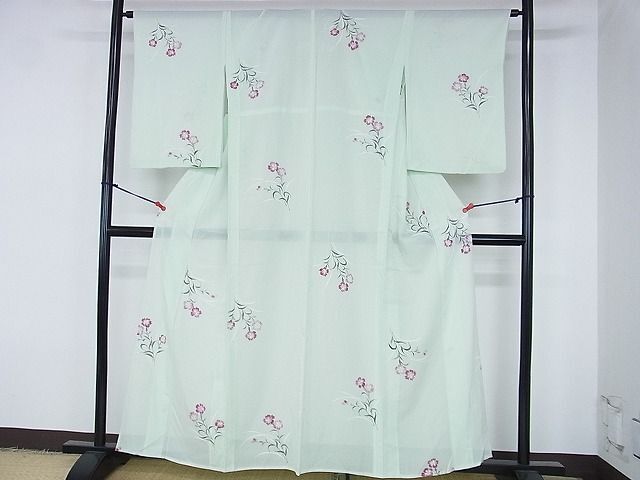 Yahoo!オークション - 平和屋着物 夏物 小紋 絽 手描き 草花 逸品 DAAG...