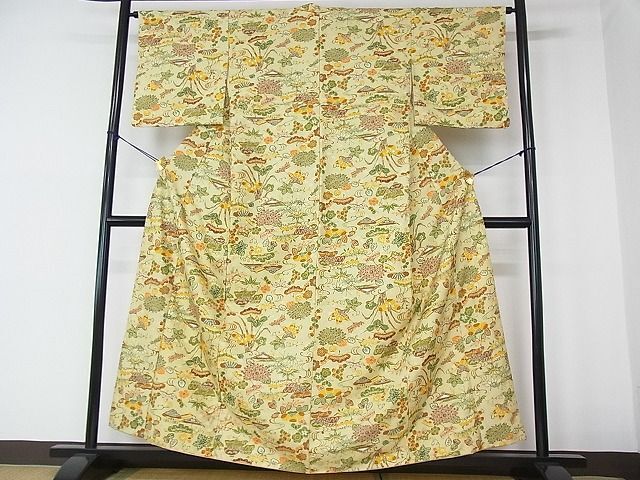 Yahoo!オークション - 平和屋着物 小紋 型染 吉祥花文 洗える着物 op30...