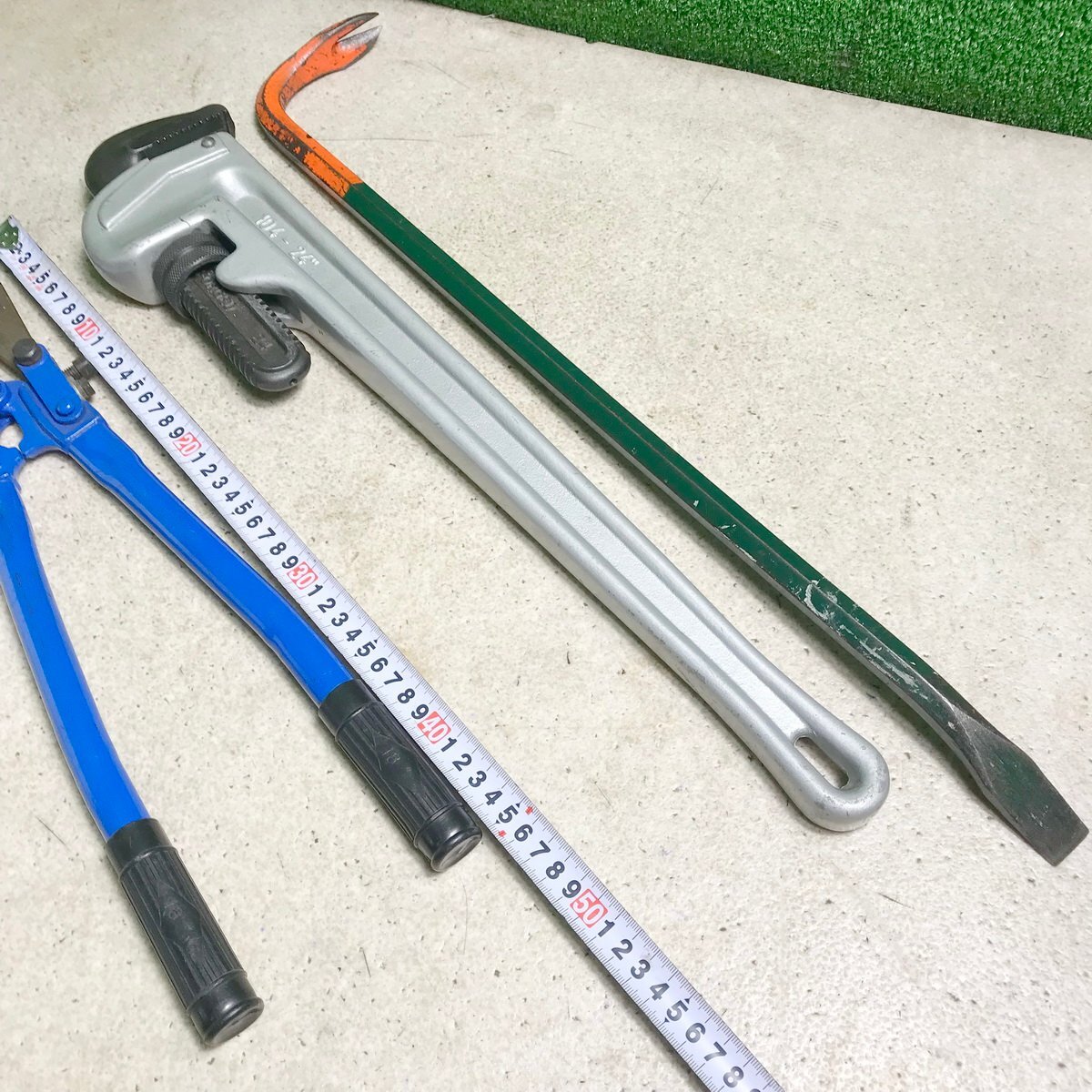 Yahoo!オークション - プ飯n107 アルミ製パイプレンチ(104-24インチ/60...