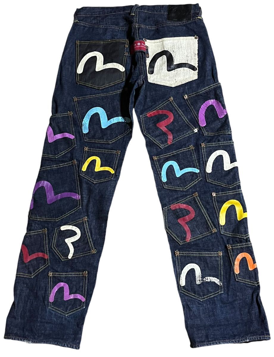 Yahoo!オークション - evisu インディゴ メニーポケット 34サイズ 0065...