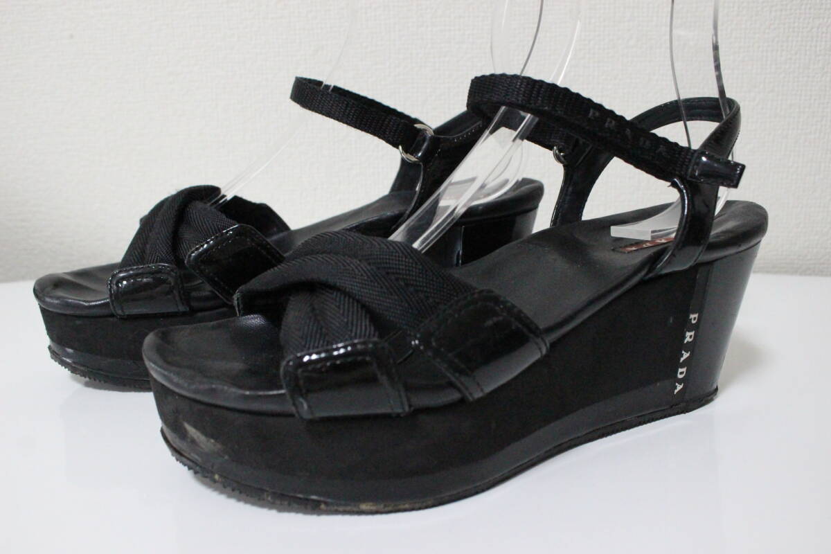 Yahoo!オークション - F099 本物 PRADA プラダ スポーツ 厚底 プラット...